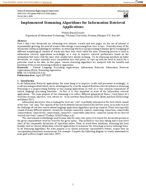 implemented stemming algorithms for information retrieval applications pdf morphology