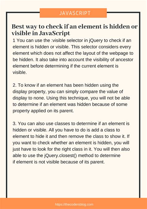 Best Way To Check If An Element Is Hidden Or Visible In JavaScript