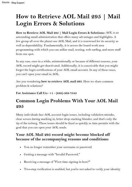 how to retrieve aol mail 295 aol mail login errors solutions pdf