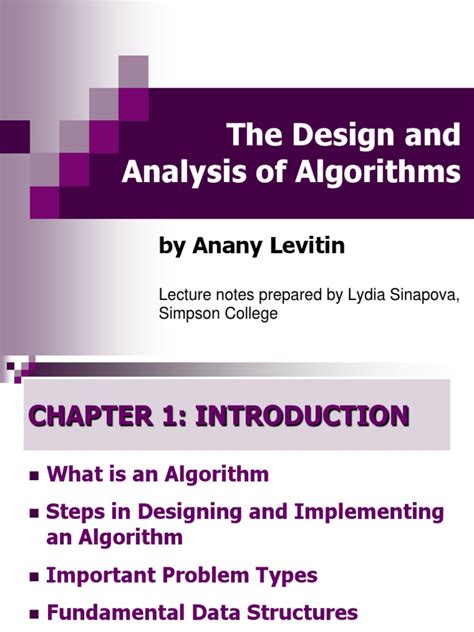 the design and analysis of algorithms by anany levitin pdf