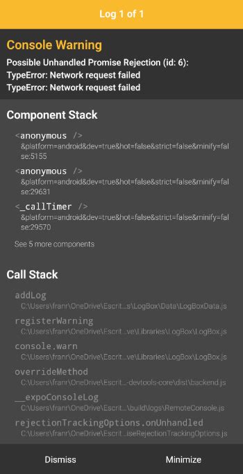 django expo error possible undandled promise rejection stack overflow