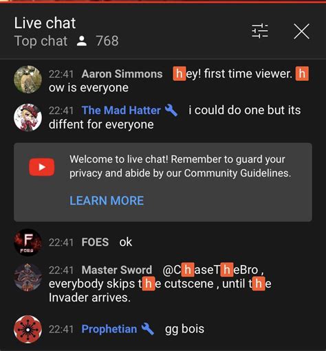 Why Does H Have A Red Background In The Live Chat R Youtube