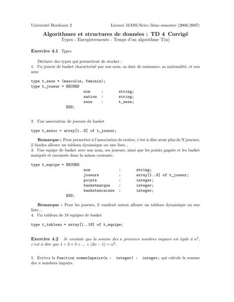 Pdf Algorithmes Et Structures De Donnees Td Corrige