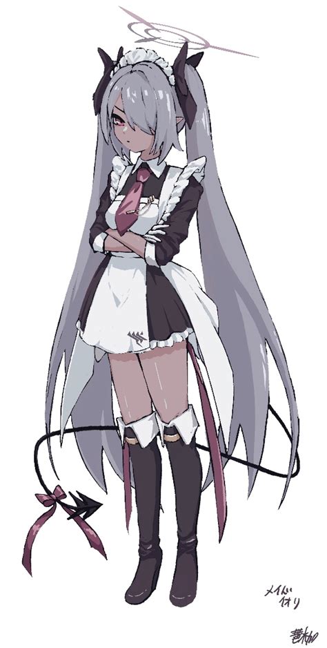 Safebooru 1girl Alternate Costume Apron Black Bow Black Dress Black Footwear Blue Archive