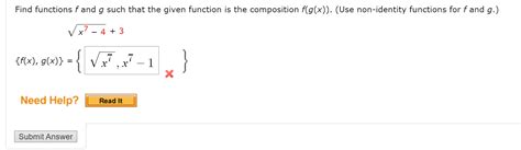 solved find functions f and g such that the given function