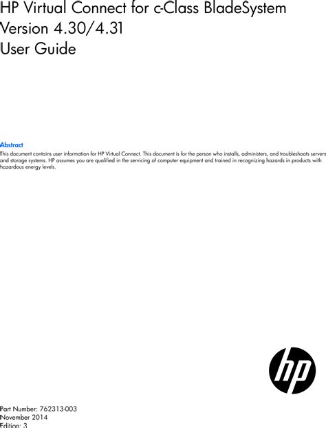 Hp Virtual Connect Firmware Users Manual For C Class BladeSystem