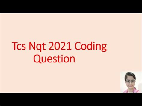 TCS NQT 2021 Coding Question YouTube