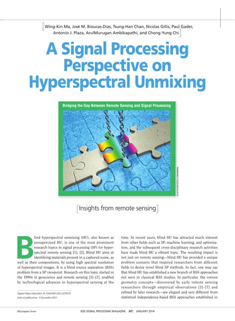 pdf a signal processing perspective on hyperspectral unmixing insights from remote sensing