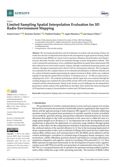 pdf limited sampling spatial interpolation evaluation for 3d radio environment mapping