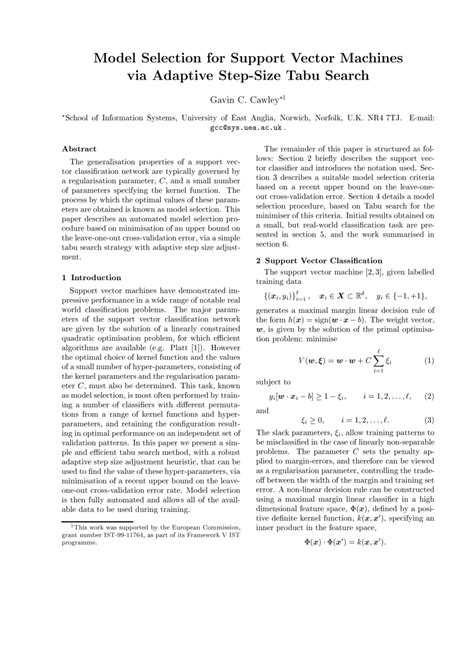 pdf model selection for support vector machines