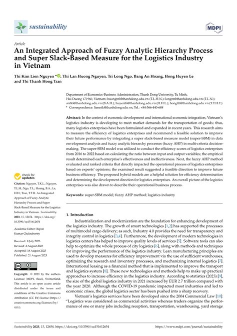 pdf an integrated approach of fuzzy analytic hierarchy process and super slack based measure
