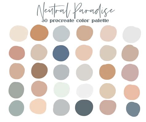 Neutral Paradise Procreate Color Palette Ipad Procreate Etsy