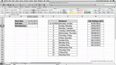 Microsoft Excel Tutorial NETWORKDAYS And NETWORKDAYS INTL Functions