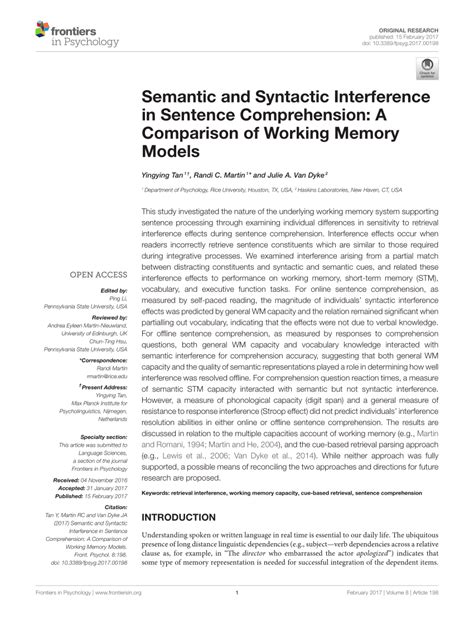pdf semantic and syntactic interference in sentence comprehension a comparison of working