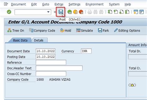 Post A Journal Entry In SAP