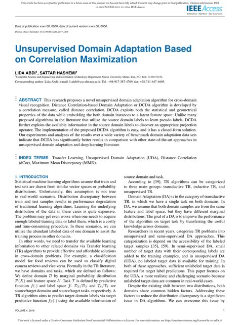 pdf unsupervised domain adaptation based on correlation maximization