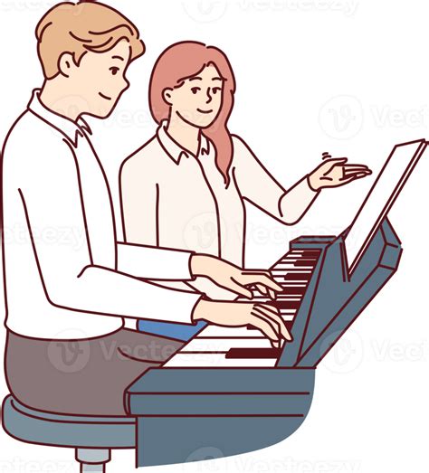 Man Learns To Play Piano With Woman Teacher Who Tutors And Gives Private Lessons 24656608 Png
