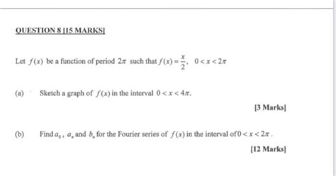 solved let f x be a function of period 2π such that