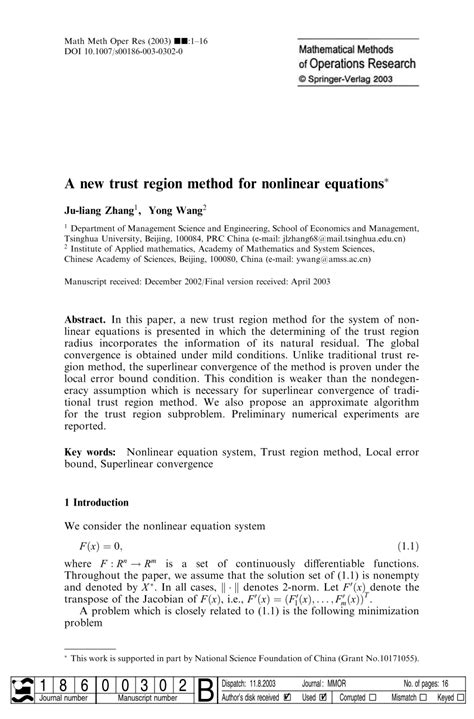 pdf a new trust region method for nonlinear equations