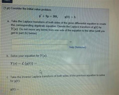 oneclass find the laplace transform in ordinary differential equation 1 pt consider the