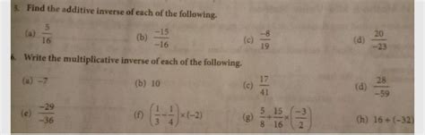 find the additive inverse of each of the following math