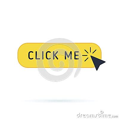 Click Button With Hand Pointer Clicking Click Me Vector Web Button