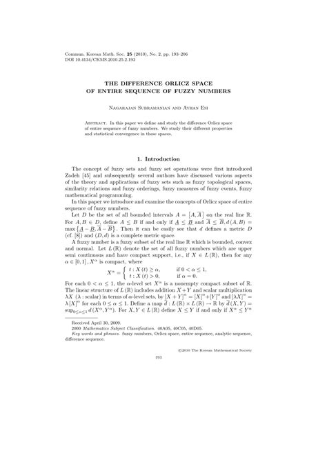 pdf the difference orlicz space of entire sequence of fuzzy numbers