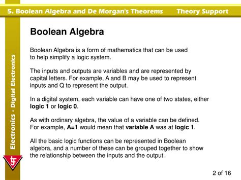 ppt boolean algebra and de morgan s theorems powerpoint presentation id 4625256