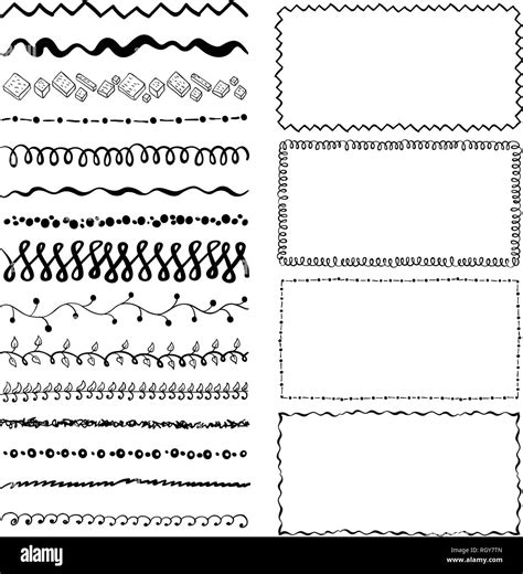 Set Of Hand Drawn Doodle Frames Sketch Borders Stock Vector Image