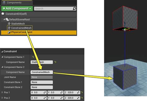 physics constraint component user guide unreal engine documentation