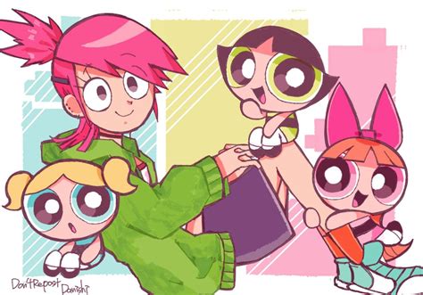 Buttercup Blossom Bubbles And Frankie Foster Powerpuff Girls And 1 More Drawn By Danishi