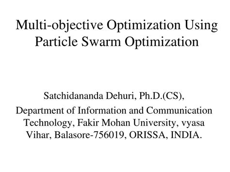 ppt multi objective optimization using particle swarm optimization powerpoint presentation