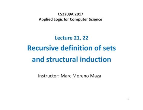 pdf lecture 21 22 recursive definition of sets and structural …lecture 21 22 recursive