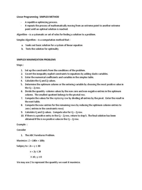 linear programming simplex maximization pdf linear programming computational science