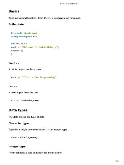c cheatsheet codewithharry pdf control flow subroutine
