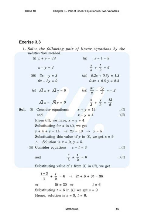 Ncert Solutions For Class Maths Chapter Pair Of Linear Equations
