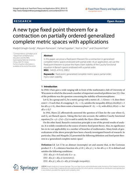 pdf a new type fixed point theorem for a contraction on partially ordered generalized complete