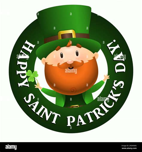 Happy Saint Patricks Day Lettering In Round Frame Leprechaun Stock Vector Image And Art Alamy
