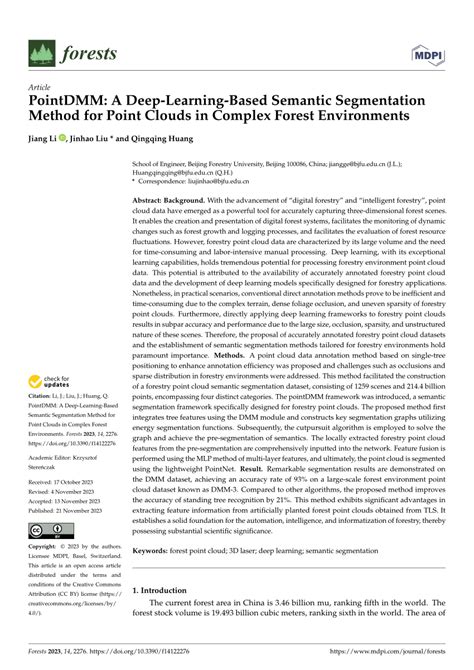 pdf pointdmm a deep learning based semantic segmentation method for point clouds in complex