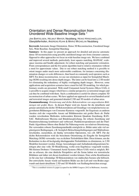 pdf orientation and dense reconstruction from unordered wide baseline image sets