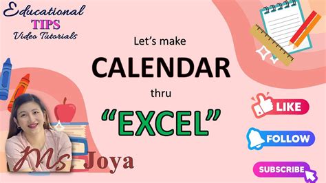 Creating Calendar Using Excel YouTube