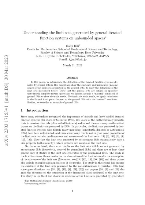 pdf understanding the limit sets generated by general iterated function systems on unbounded