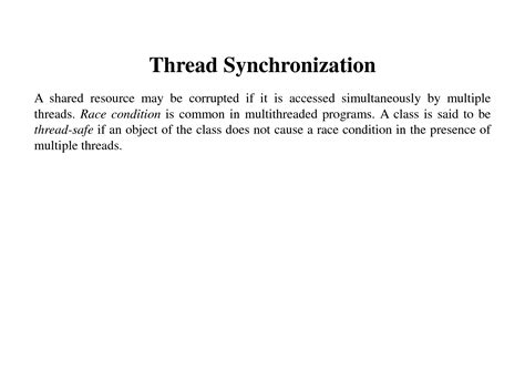 SOLUTION Thread Synchronization In Java Presentation Studypool