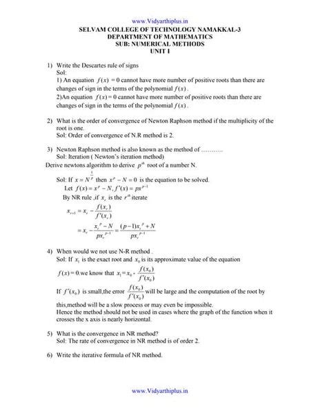 numerical methods multiple choice questions