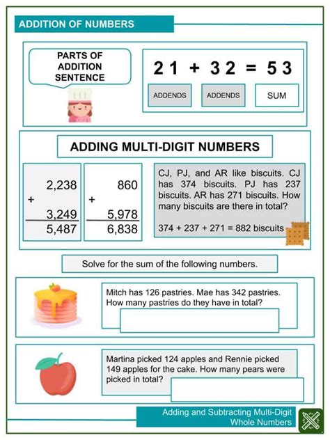 adding and subtracting whole numbers worksheets