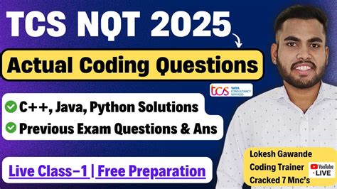 TCS NQT Coding Questions Answers TCS NQT 2025 Free Preparation