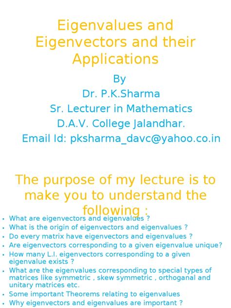 eigenvalues and eigenvectors and their applications pdf eigenvalues and eigenvectors