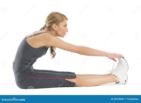 Young Woman Stretching To Touch Her Toes Stock Image Image Of Flexibility Copyspace 32278481