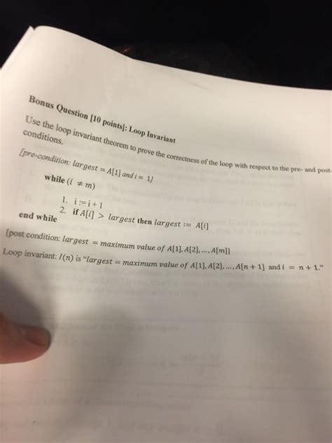 solved bonus question [10 pointsl loop invariant use the