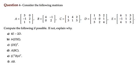 solved consider the following matrices a [3 0 1 2 1 1] b